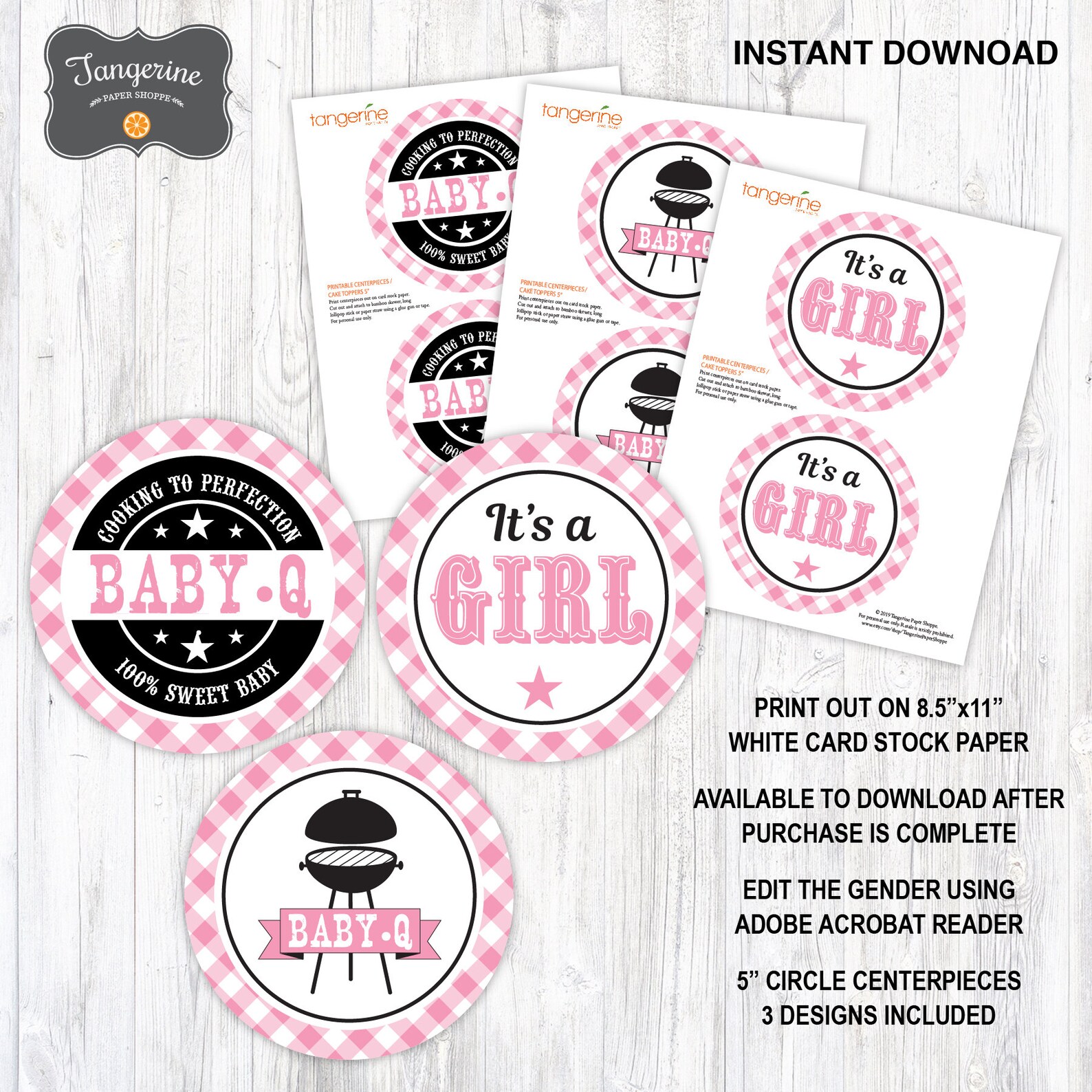 Baby Q Centerpieces Girl, Baby Q Pink, BBQ Baby Shower Centerpiece ...