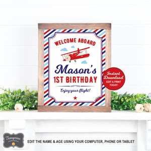 Airplane Birthday Welcome Sign, Easel Welcome Sign, Airplane Door Sign ...