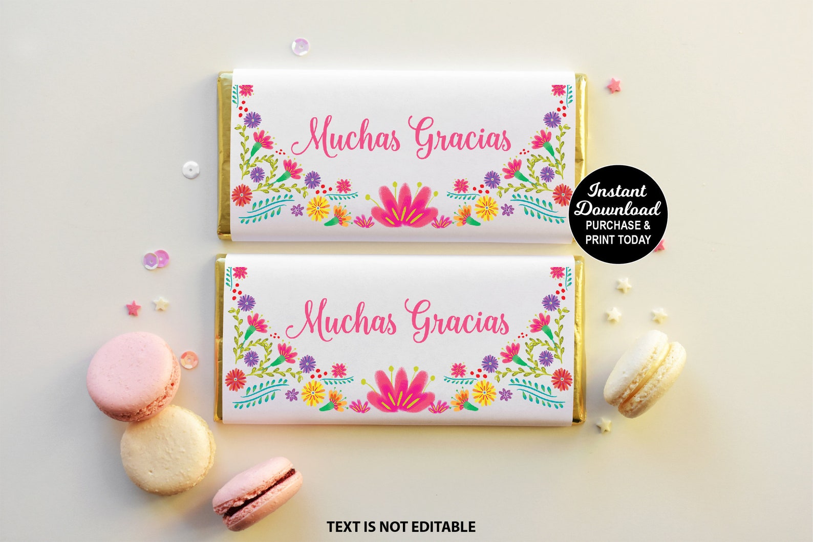Fiesta Chocolate Bar Wrapper, Printable Candy Wrapper, Fiesta Birthday ...