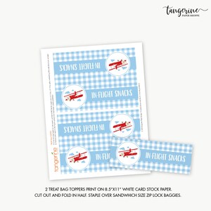Airplane Inflight Snacks Label, Airplane Treat Bag Toppers, Airplane ...
