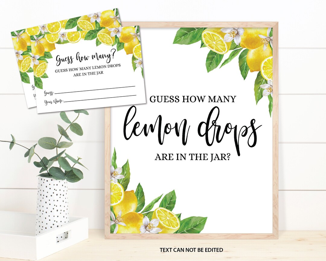 Guess How Many Lemon Drop Game, Lemon Baby Shower Game, Baby Shower ...
