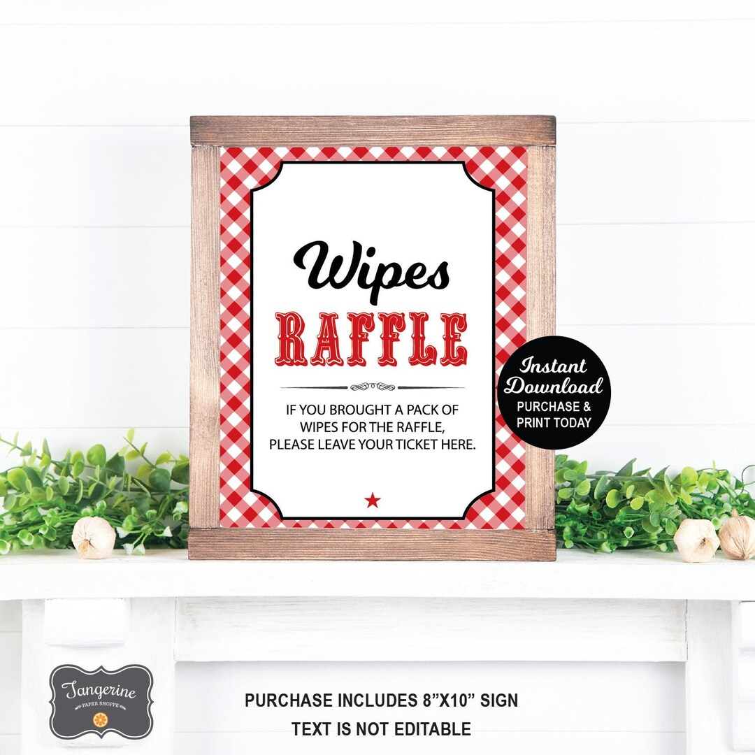 Baby Q Wipes Raffle Sign, BBQ Baby Shower Wipes Raffle, Baby Q ...