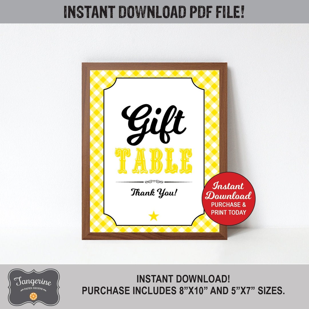 Gift Table Sign Printable, Baby Q Shower Yellow, Baby Q Gifts Sign, BBQ ...