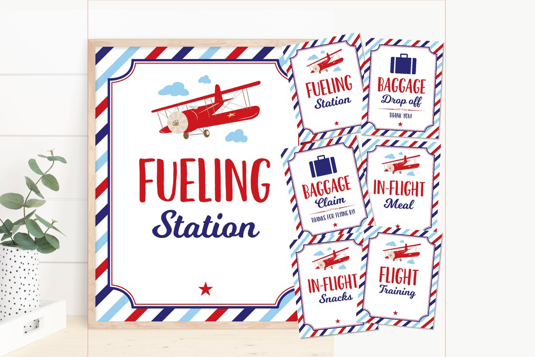 Airplane Birthday Sign Package Airplane Party Bundle Baggage Claim Sign ...