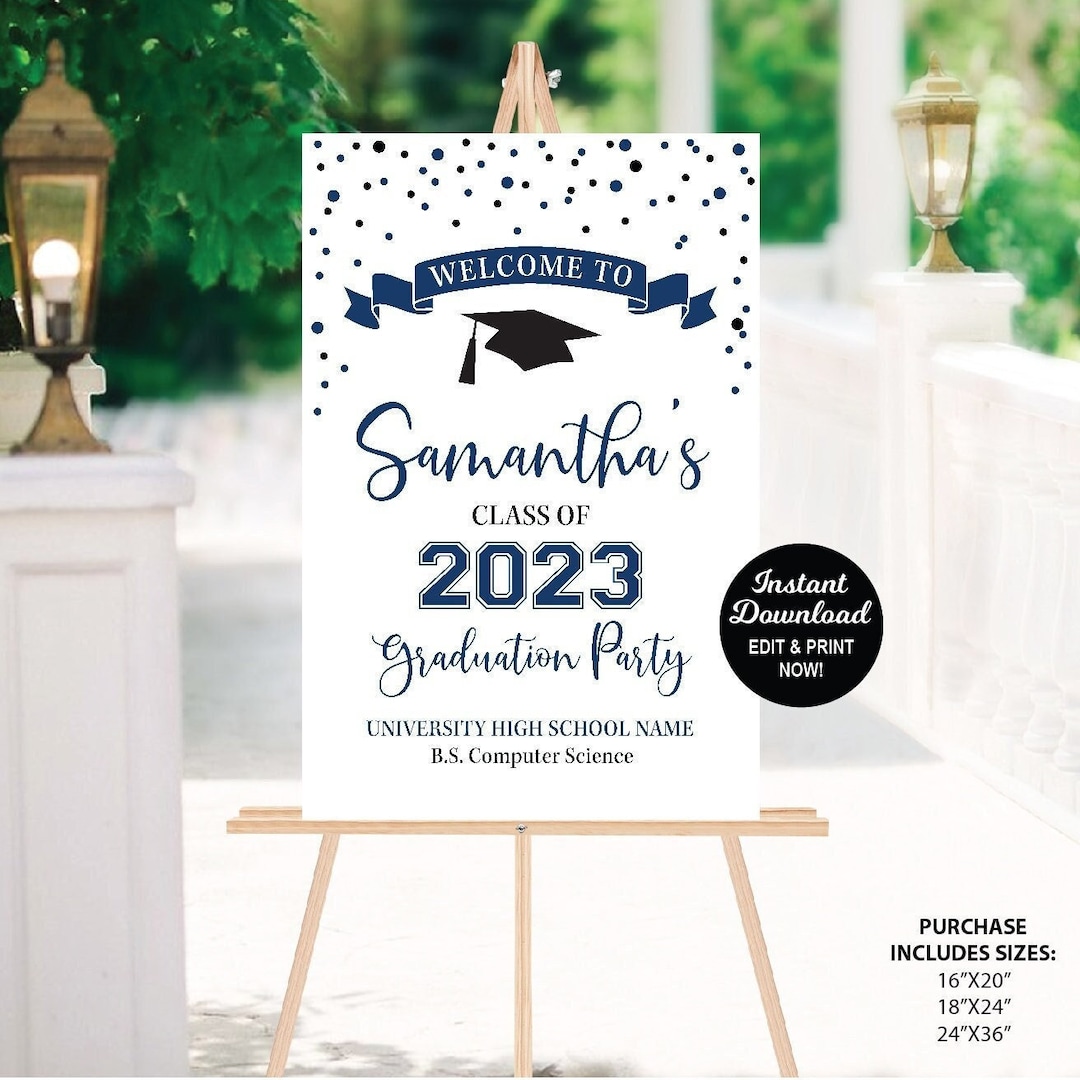 Graduation Party Welcome Sign Template, Editable Graduation Welcome ...