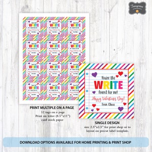 Pencil Valentines Day Card, Pen Valentines Tag, Kids Valentine Card ...