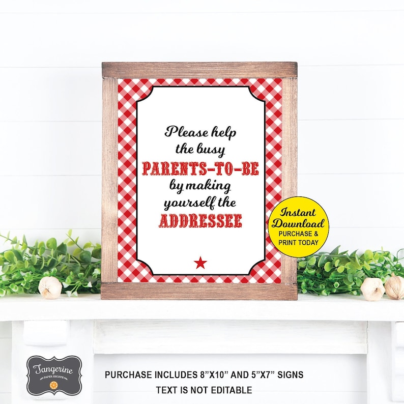 Baby Q Address an Envelope Sign, Help the Busy Parents to Be, Make ...