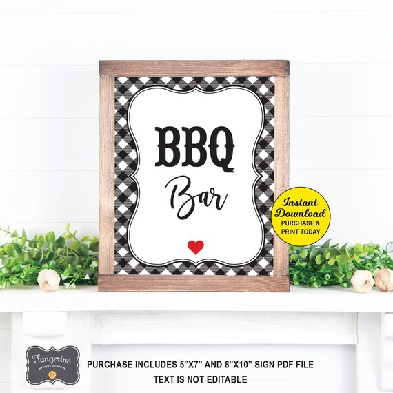 BBQ Bar Sign Printable I Do BBQ Sign Black and White Food - Etsy