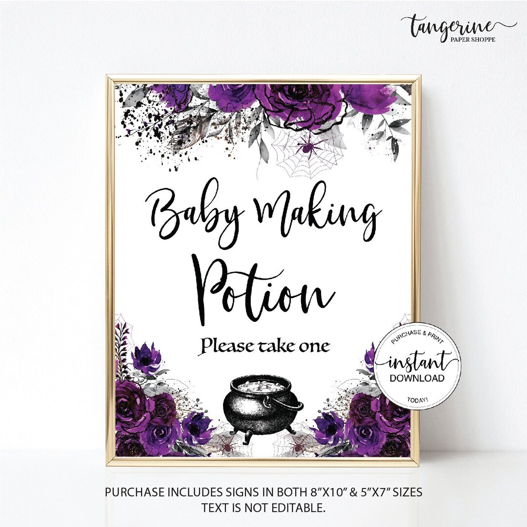 Halloween Baby Making Potion Sign, Halloween A Baby is Brewing Drink ...
