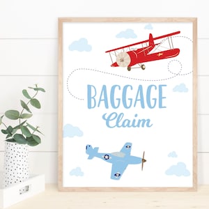 Airplane Birthday Sign Package Airplane Party Bundle Baggage Claim Sign ...