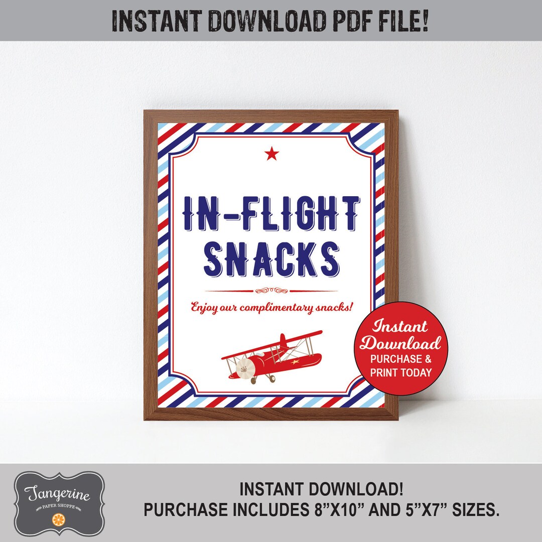 Airplane Inflight Snack Sign, Airplane Birthday Sign, Airplane Baby ...