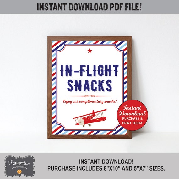 Airplane Inflight Snack Sign, Airplane Birthday Sign, Airplane Baby ...