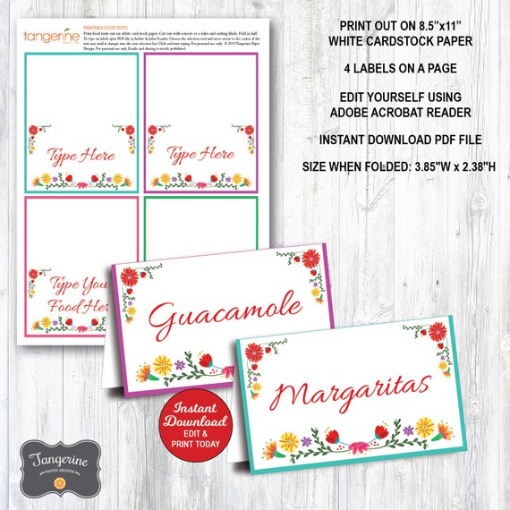 Fiesta Engagement Food Labels Printable, Mexican Fiesta Baby Shower ...