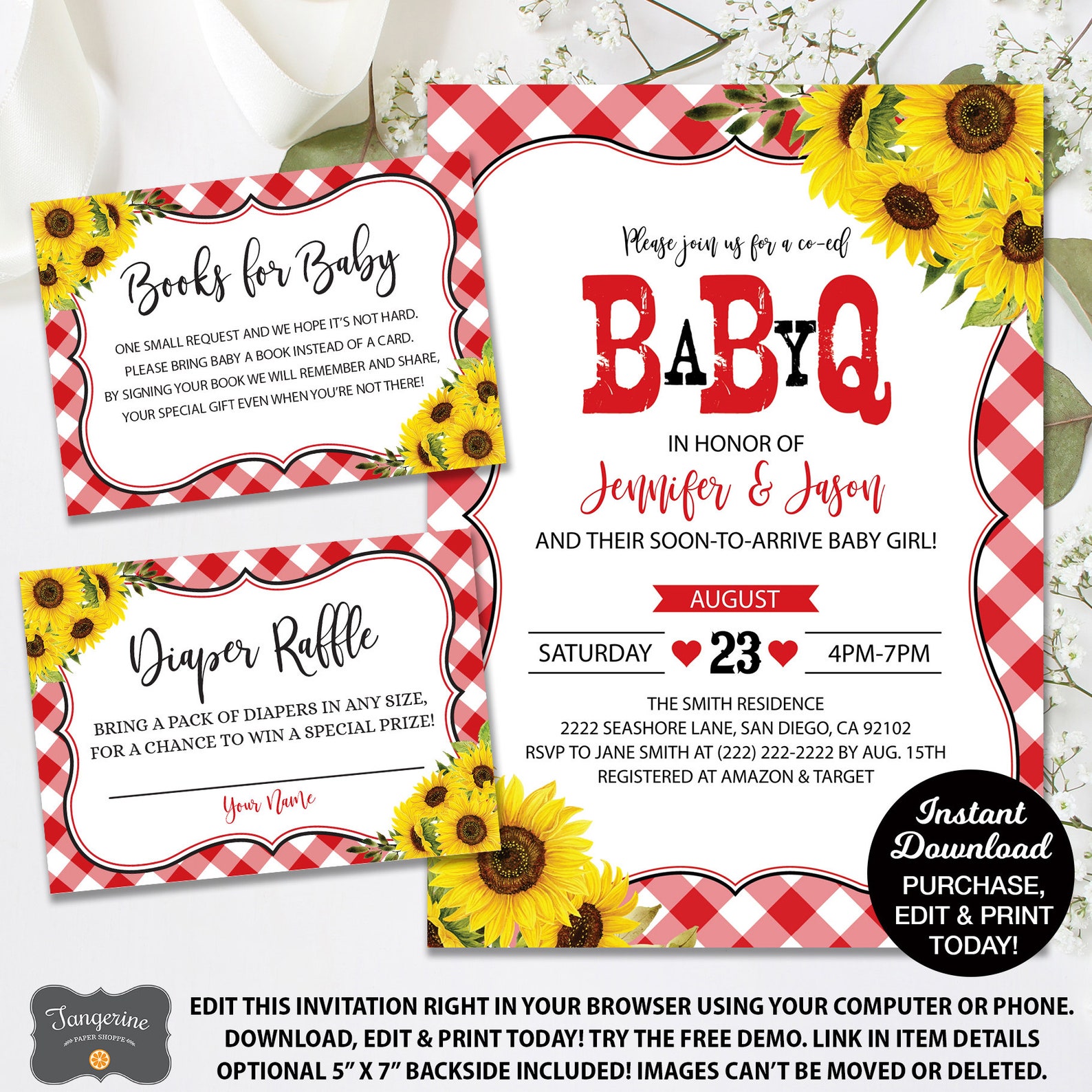 Baby Q Invitation Package, BBQ Baby Shower Invitation, Coed Baby Shower ...