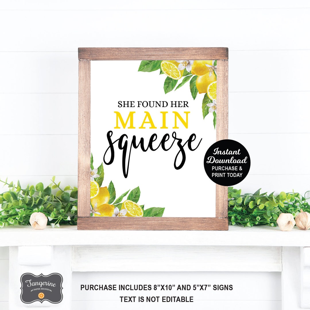 She Found Her Main Squeeze Sign, Lemon Bridal Shower Decoration, Lemon ...