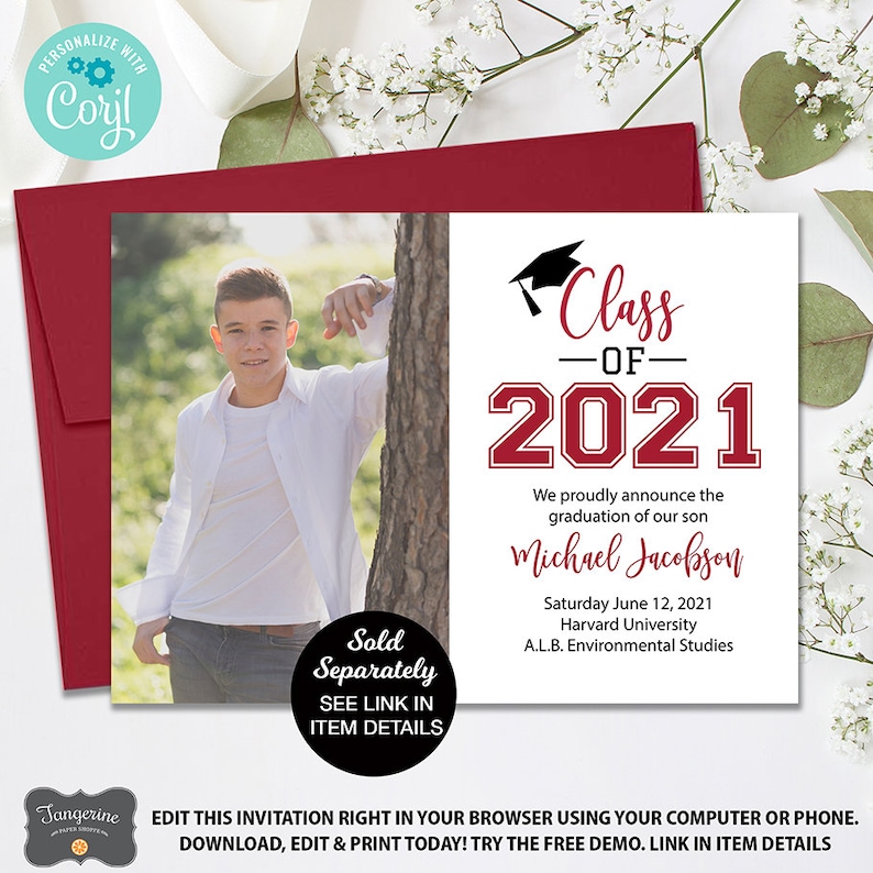 Editable Graduation Party Invitation Purple & Yellow Class - Etsy