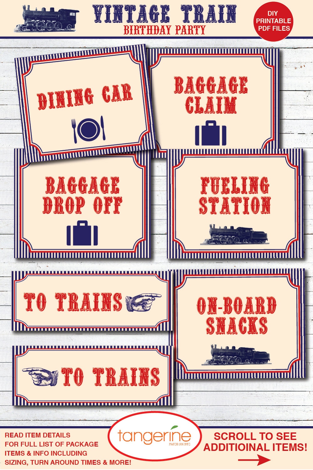Train Baggage Drop off Sign, Cream, Navy, Red, Printable PDF File ...