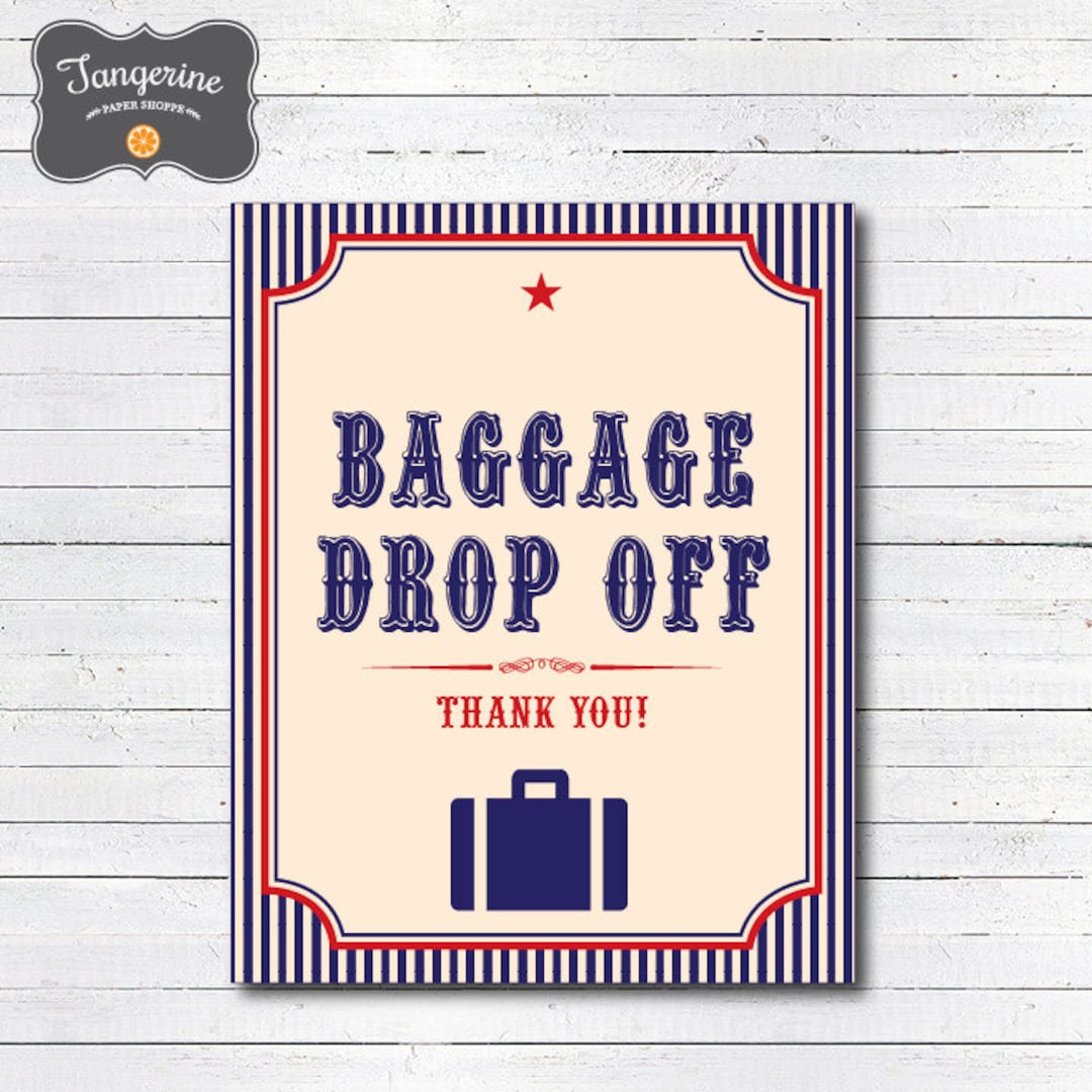 Train Party Baggage Drop off Sign, Train Gift Table Sign, DIY Printable ...