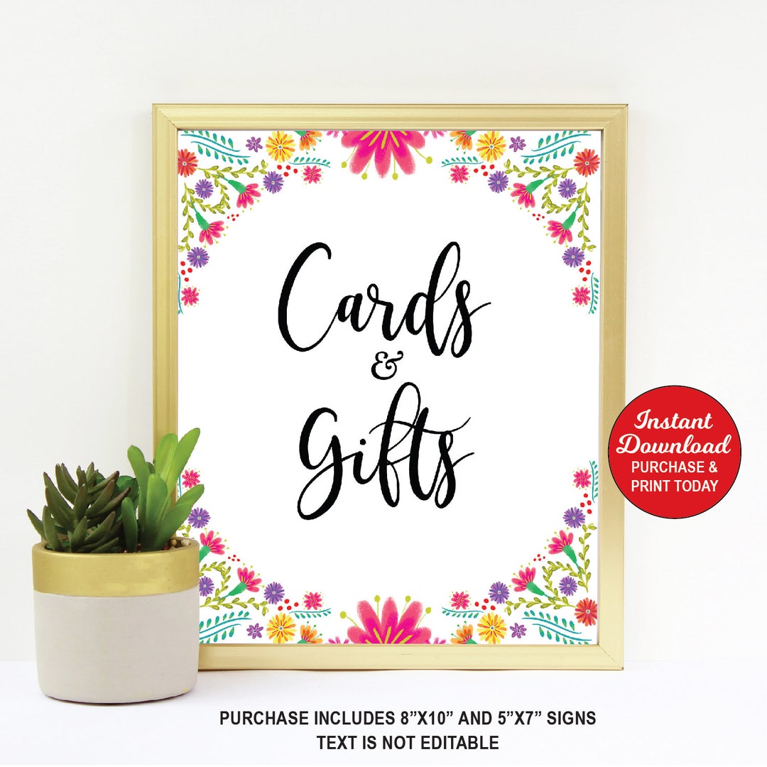 Fiesta Cards and Gifts Sign, Fiesta Bridal Shower Gifts Sign, Baby ...