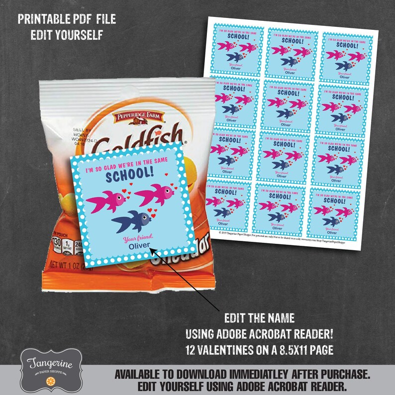 Goldfish Valentines Kids Valentines School Toddler | Etsy