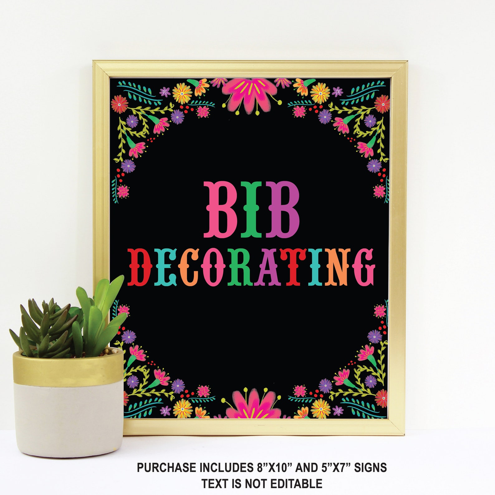 Bib Decorating Sign, Fiesta Baby Shower Decoration, Mexican Floral ...