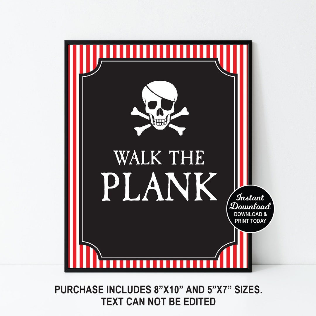Pirate Walk the Plank Sign, Pirate Game Sign, Pirate Birthday ...