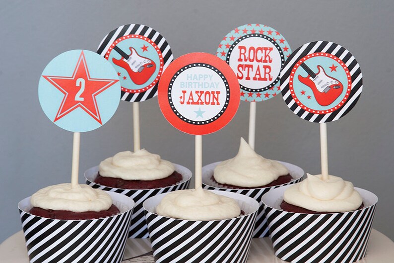 Rockstar Thank You Note Cards Red Mint Black & White - Etsy