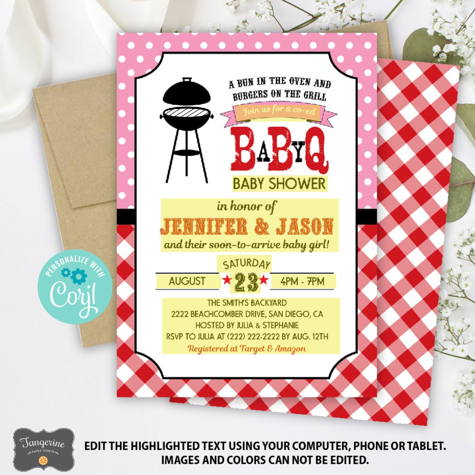 Editable Baby Q Shower Invitation Bun in the Oven BBQ Baby | Etsy