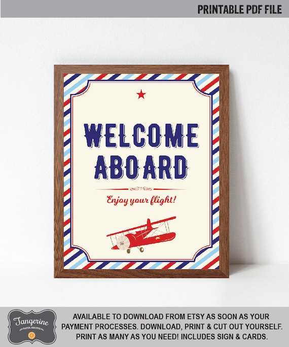 Airplane Welcome Aboard Sign, Airplane Welcome Sign, Airplane Baby ...