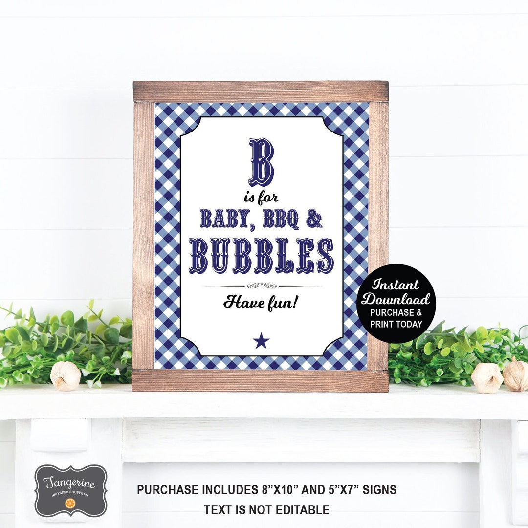 Baby Q Bubbles Sign, BBQ Baby Shower Bubbles Sign, Printable Picnic ...