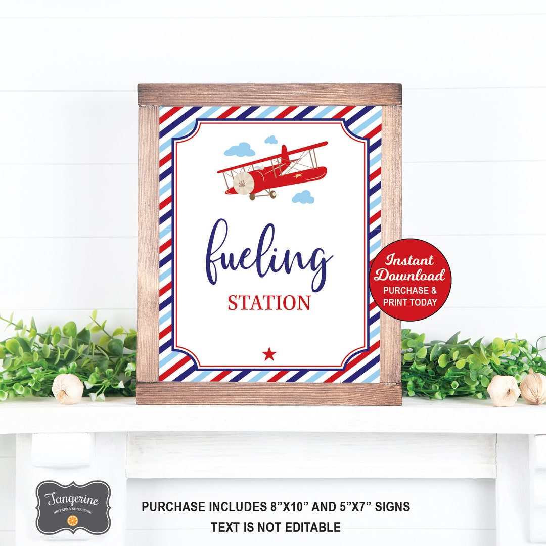 Airplane Fueling Station Sign, Airplane Baby Shower, Drink Sign, Baby ...