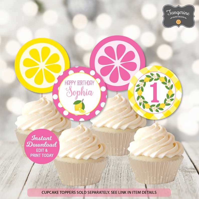 Pink Lemonade Birthday Favor Tag, Lemonade Birthday Decorations ...