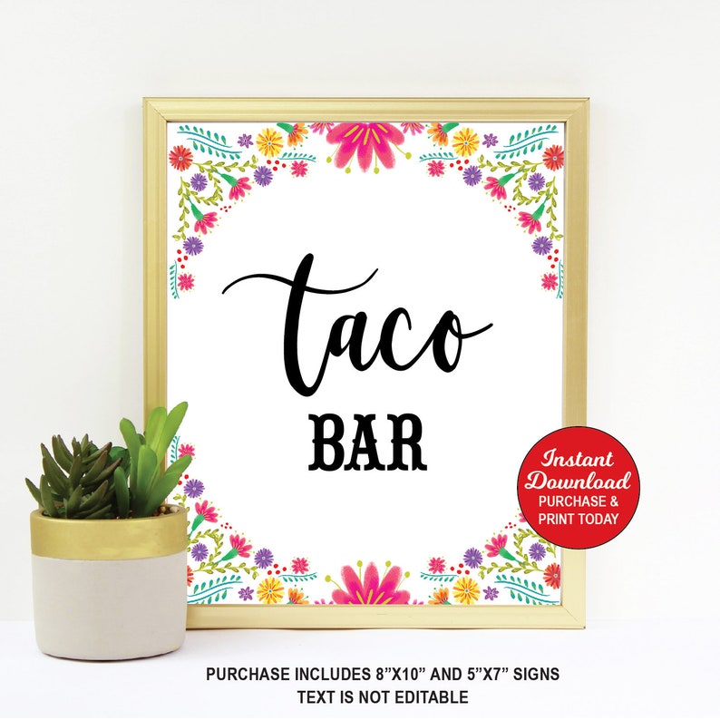 Fiesta Taco Bar Sign Fiesta Bridal Shower Baby Shower Decor | Etsy