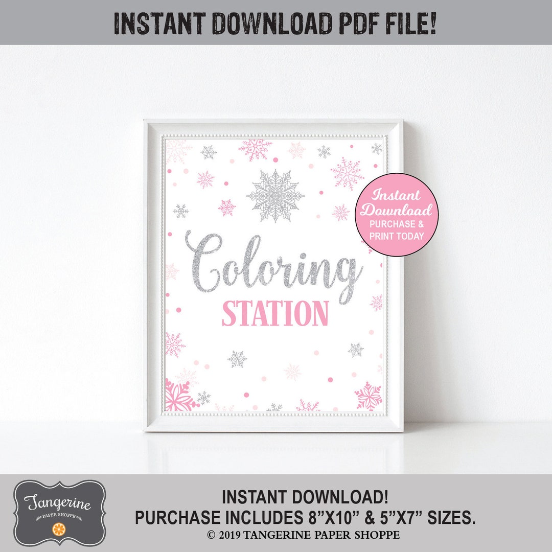 Winter Onederland Coloring Station Sign, Birthday Activity, Winter ...