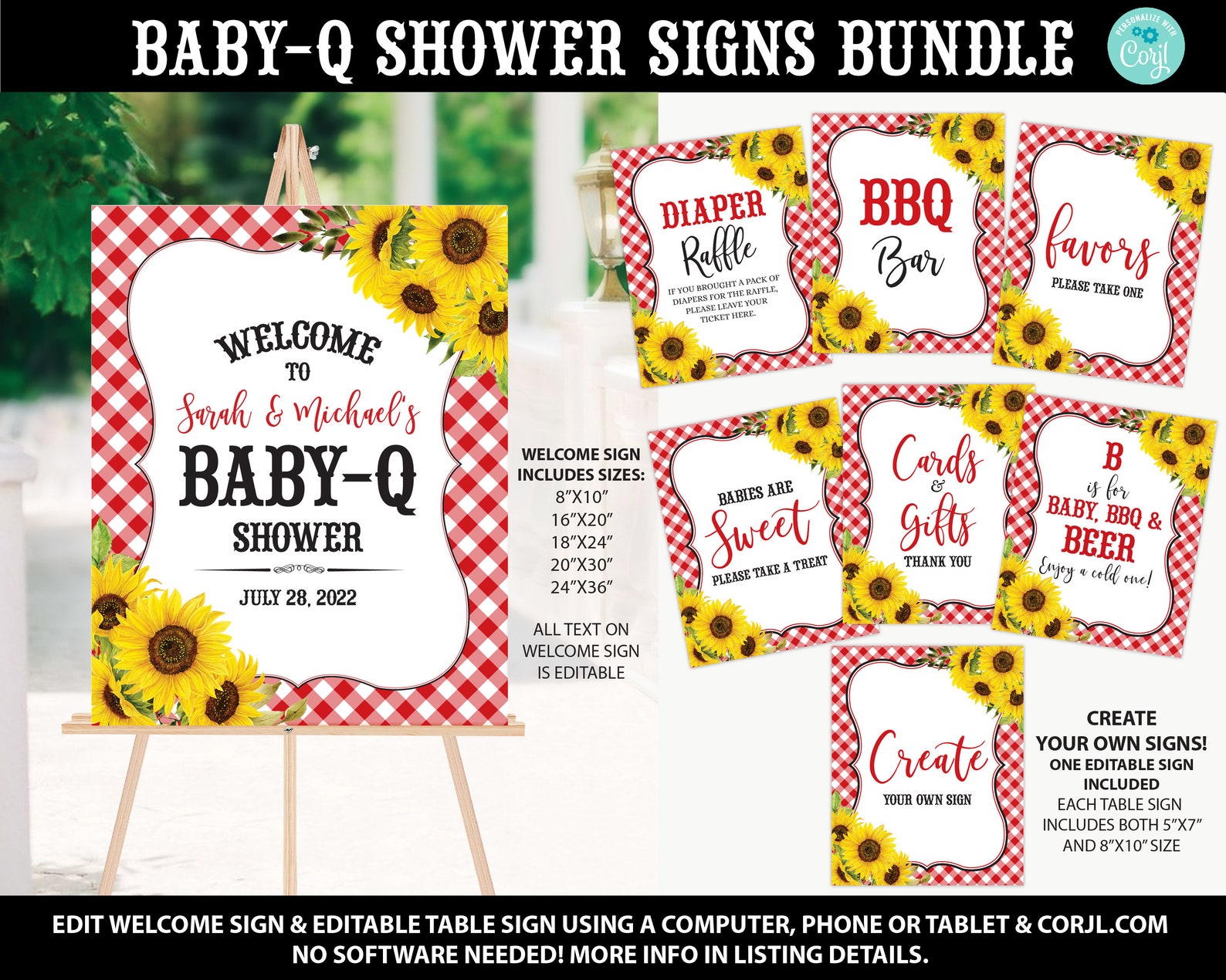 Baby Q Signs Bundle Baby Q Welcome Sign BBQ Baby Shower - Etsy