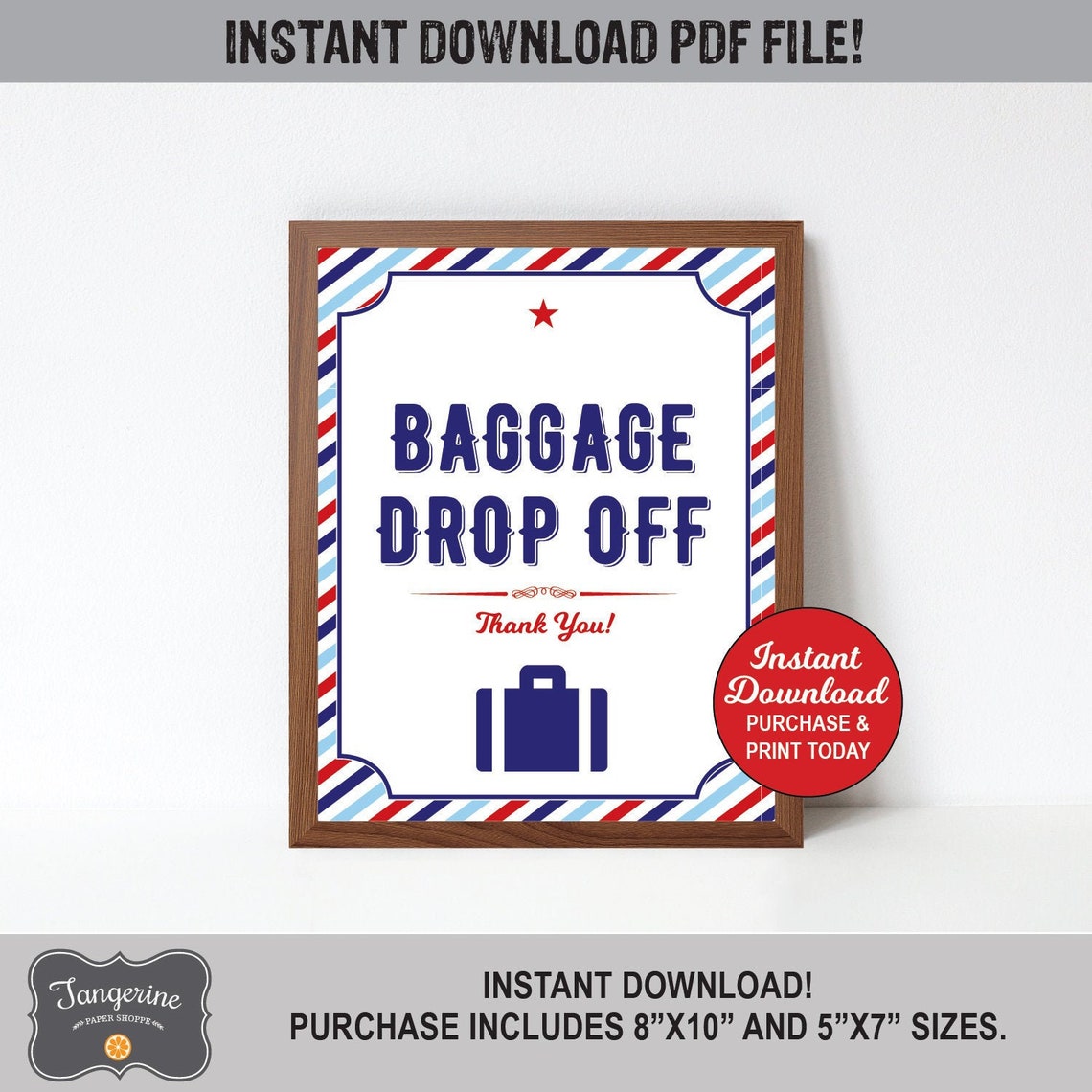 Airplane Baggage Drop off Sign, Airplane Gift Table Sign, Luggage Drop ...