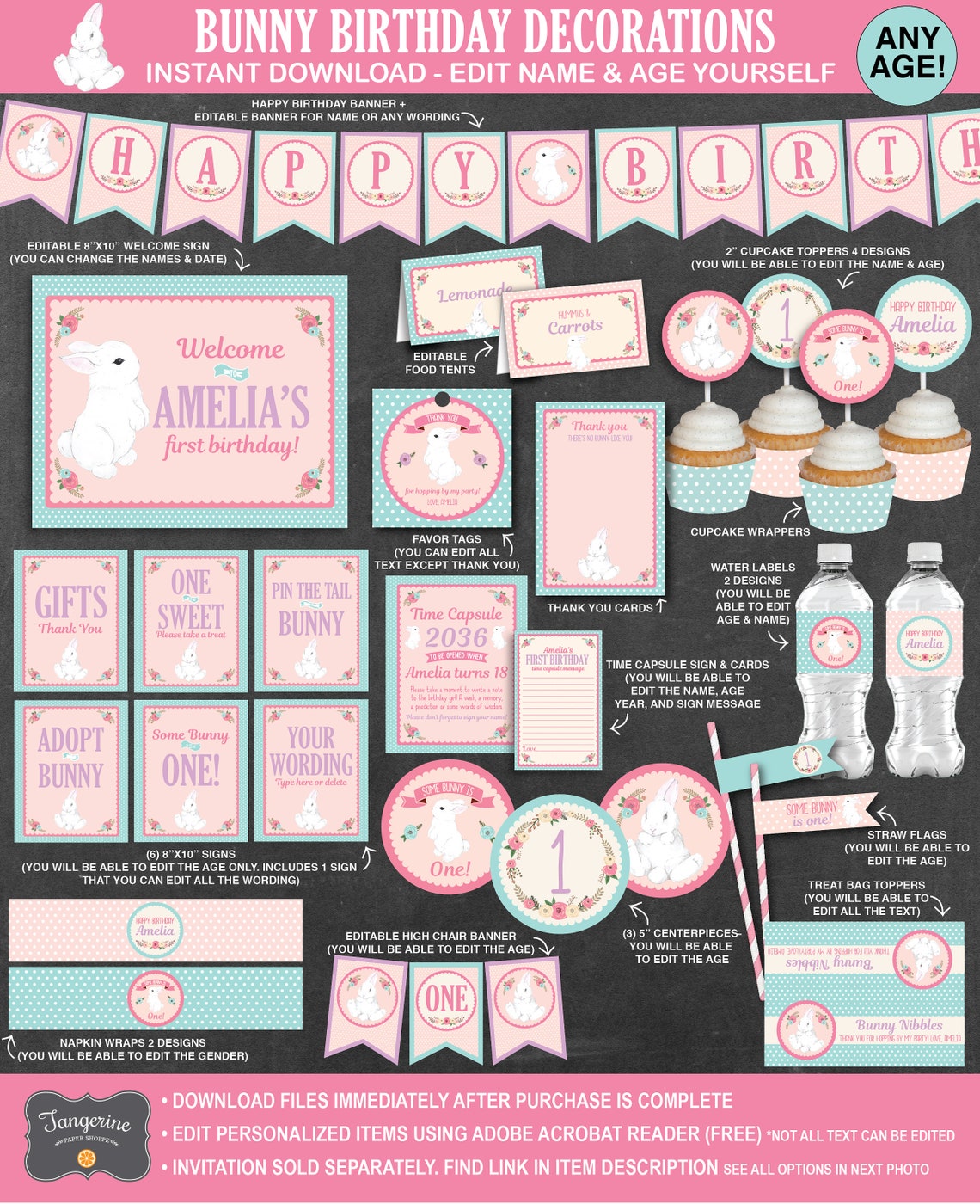 Bunny Birthday Banner 1st Birthday Banner Bunny Birthday - Etsy