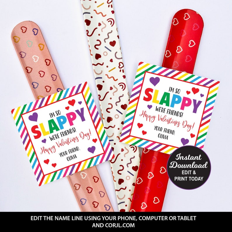 Slap Bracelet Valentines Day Card Kids Valentine Card School - Etsy