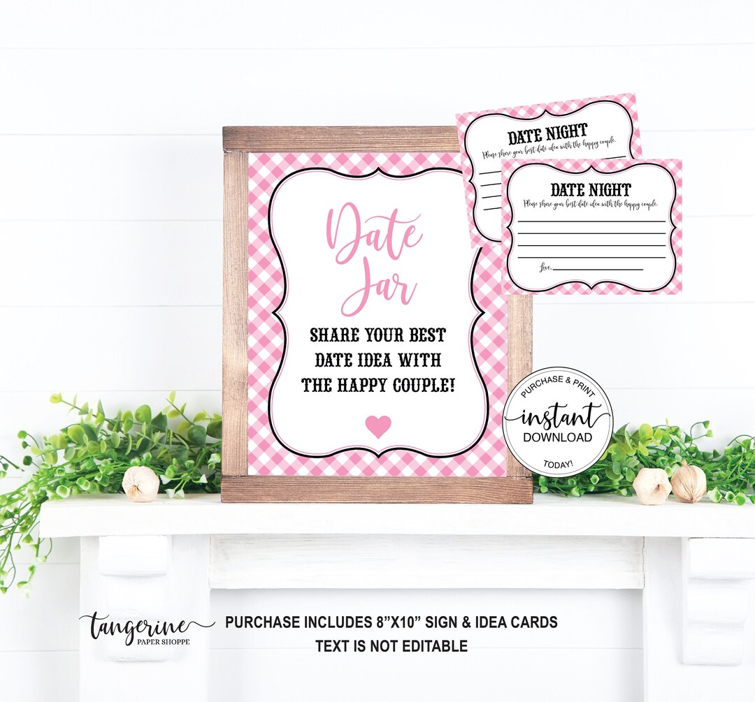Date Night Jar Sign and Cards, I Do BBQ Game, Date Night Ideas, Bridal ...