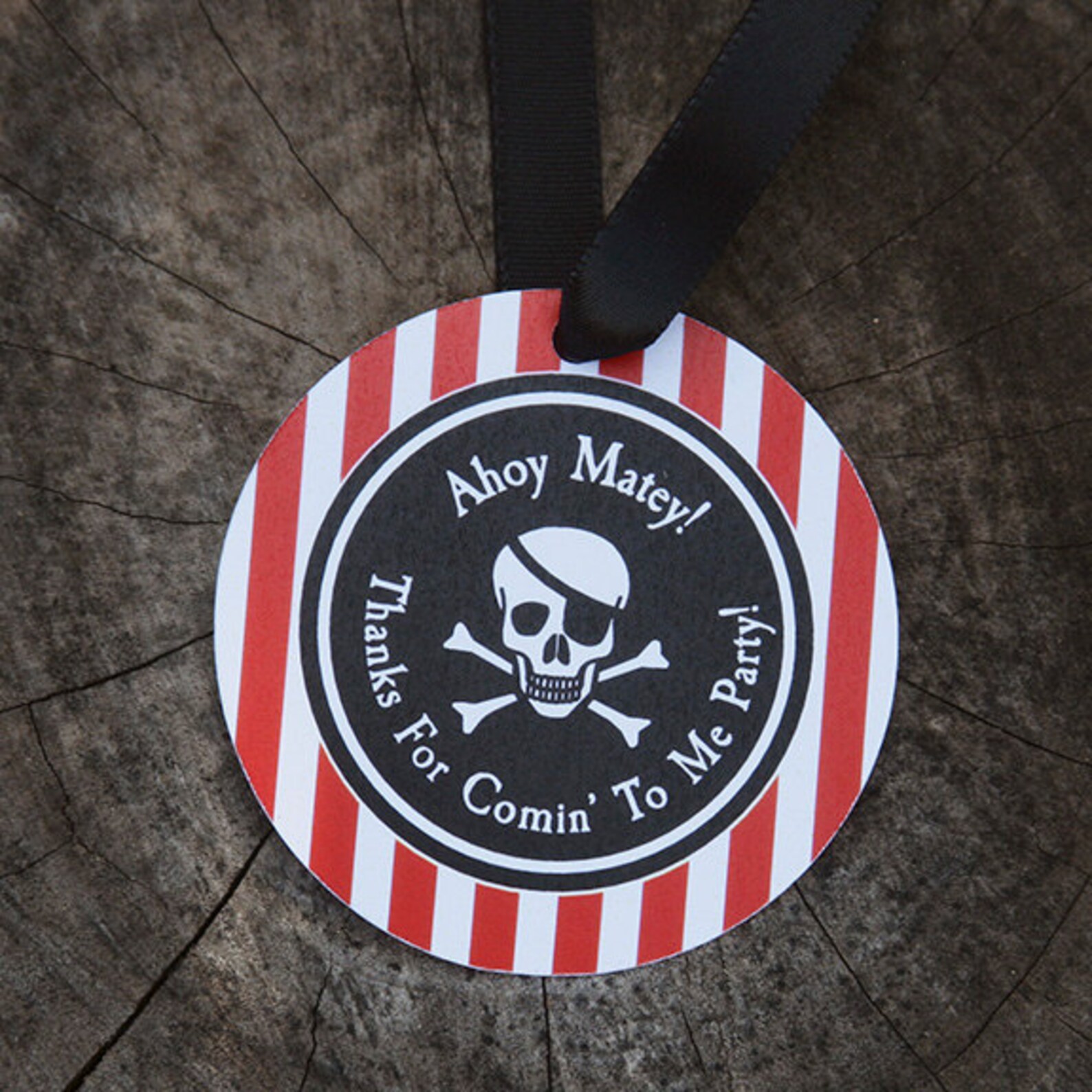 Pirate Birthday Party Favor Tags - Red, Black & White - DIY Printable ...