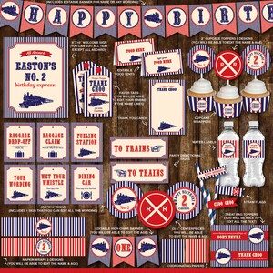 Train Party Signs Set of 6, Printable Train Signs, Vintage Train Signs ...