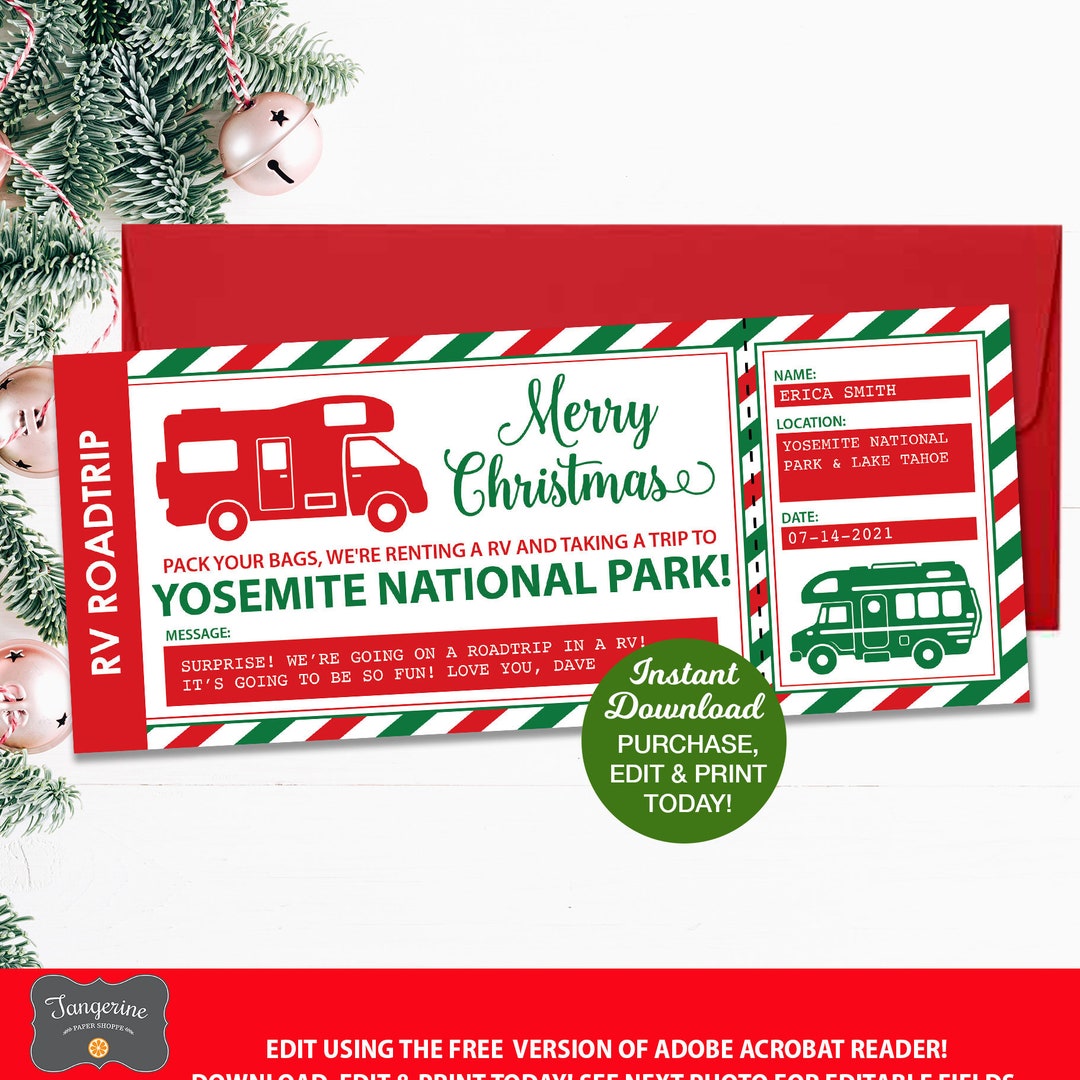 RV Rental Ticket, Camping Trip, Surprise Road Trip, Vacation Ticket ...