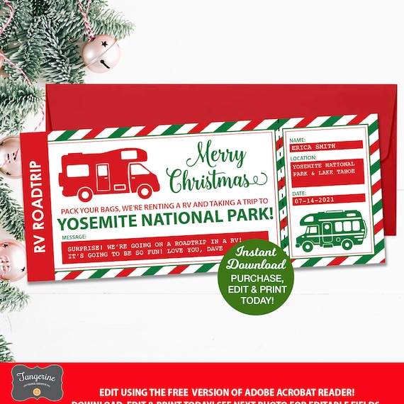 RV Rental Ticket Camping Trip Surprise Road Trip Vacation | Etsy