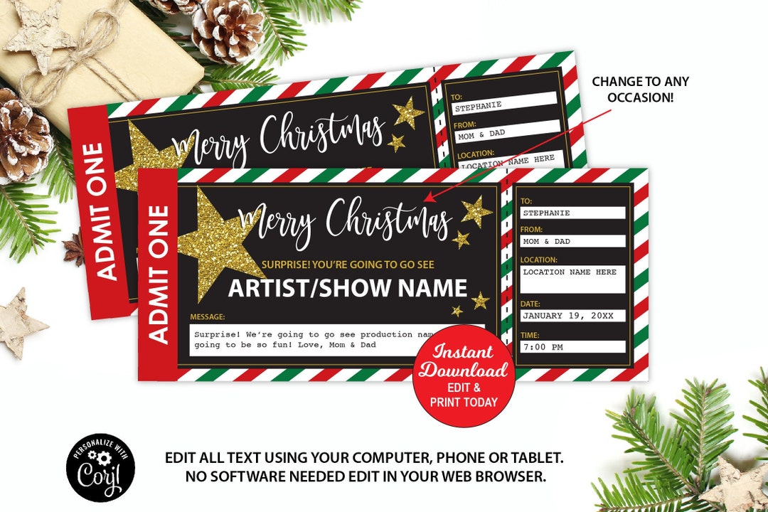 Christmas Concert Ticket Surprise Gift Voucher, Surprise Concert Show ...