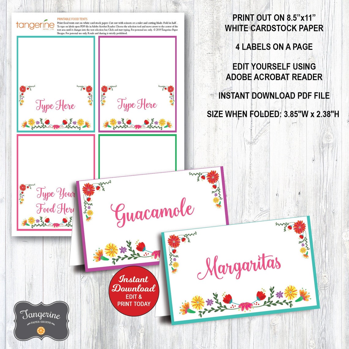 Fiesta Food Labels Printable, Fiesta Birthday Decorations, Fiesta ...