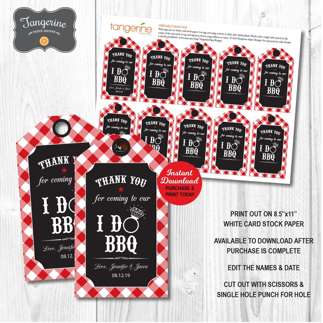 I Do Bbq Favor Tags, I Do Bbq Thank You Tags, I Do Bbq Decor, Couples ...
