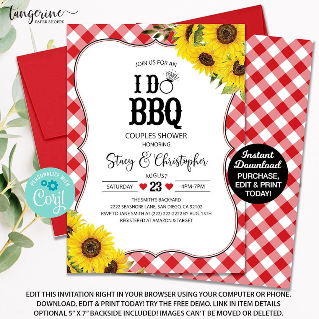 I Do BBQ Invitation, BBQ Couples Shower Invitation, BBQ Rehearsal ...