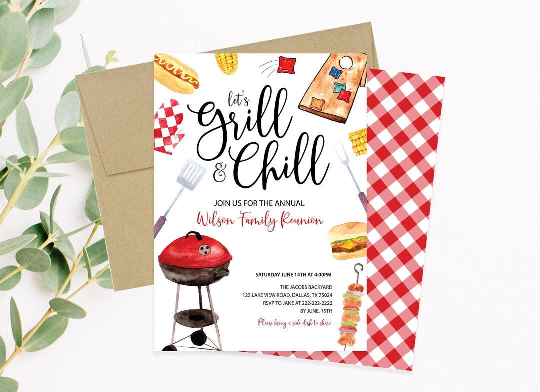 Editable BBQ Family Reunion Invitation, Summer Cookout Invite, Pool ...