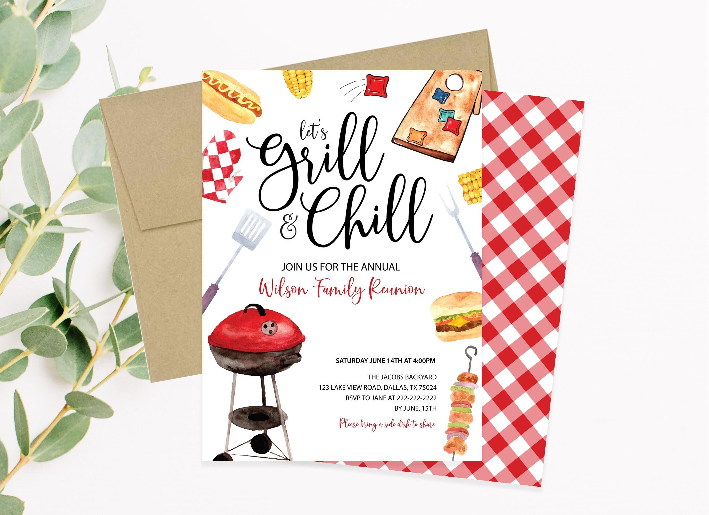 Editable BBQ Family Reunion Invitation, Summer Cookout Invite, Pool ...