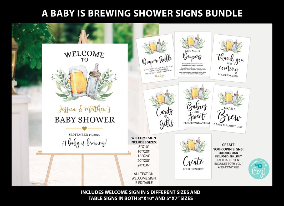 A Baby is Brewing Sign Package A Baby is Brewing Baby Shower - Etsy